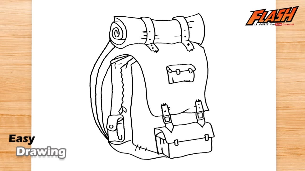 how to draw BACK PACK step by step - YouTube