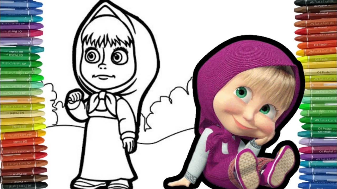 Masha And The Bear || Mewarnai Gambar Masha dengan Crayon ...