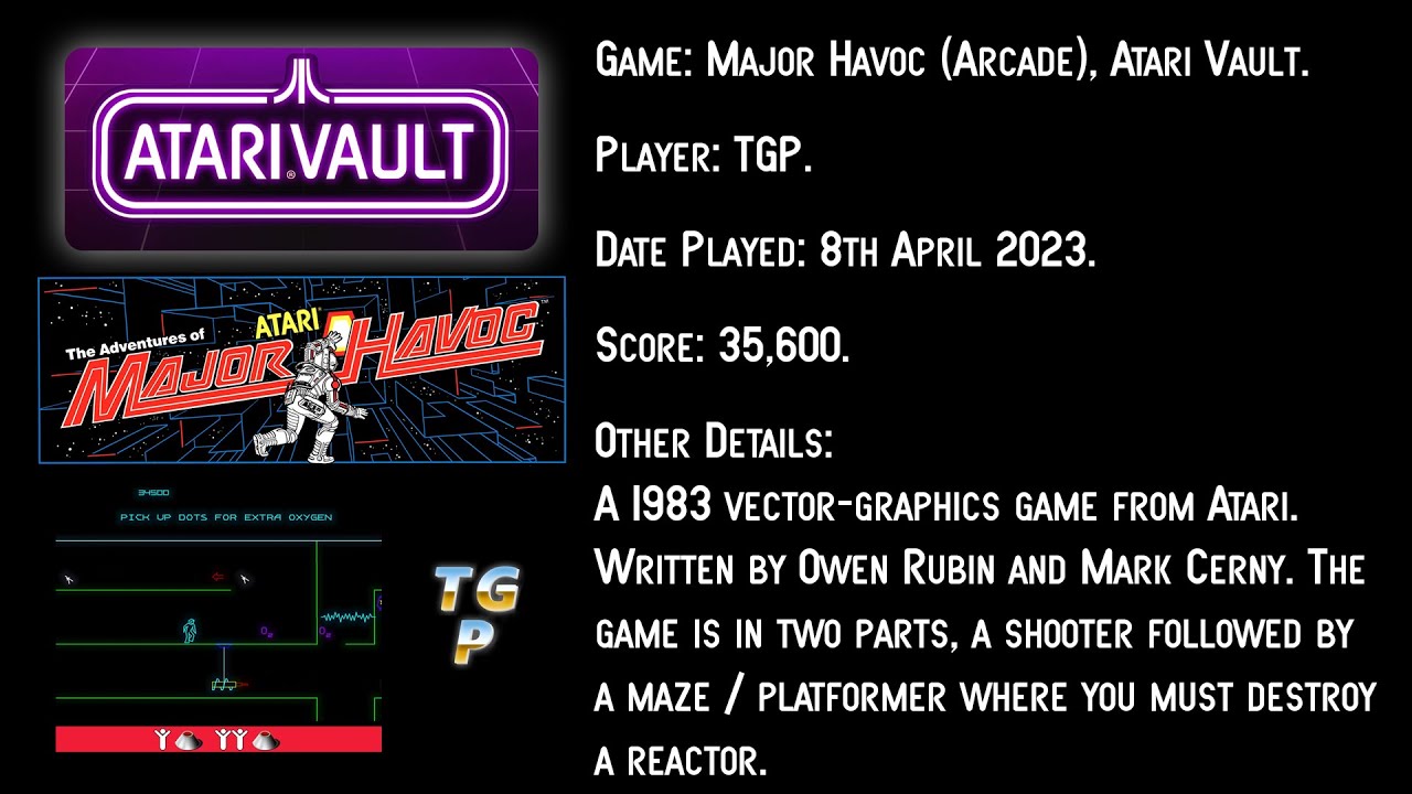 Major Havoc - Atari Vault - PC - Arcade Machine, 35,600 points. - YouTube