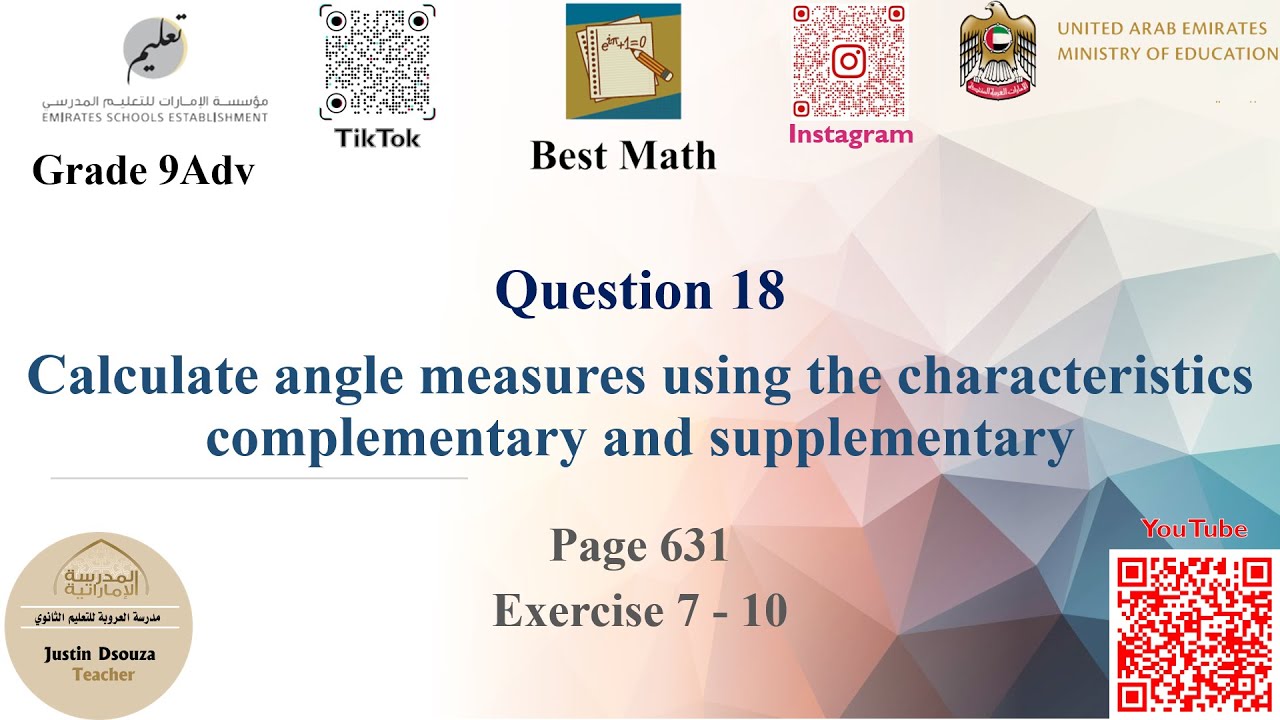 Angle measure of complementary angles | Q18 P2 | EoT2 | - YouTube