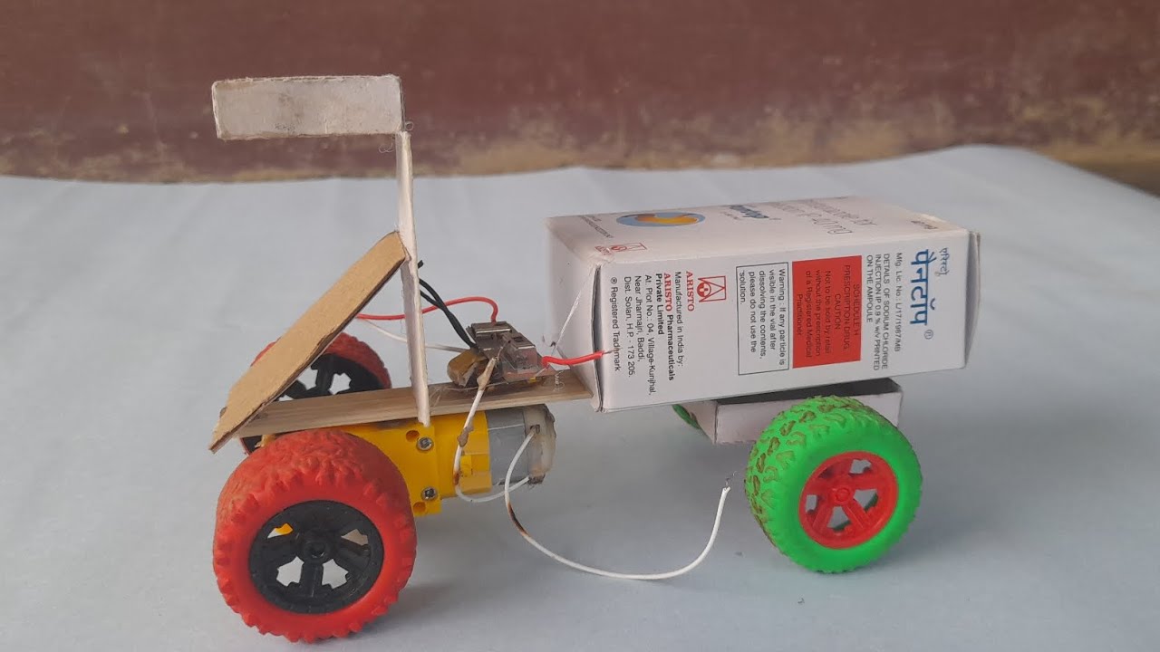 Diy home made dc motor car with cartboart simple inventions - YouTube