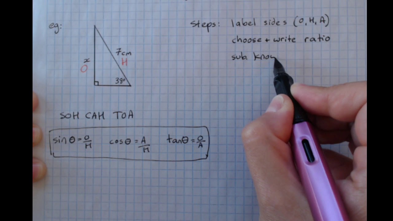 Right-angled trig: finding unknown numerator - YouTube