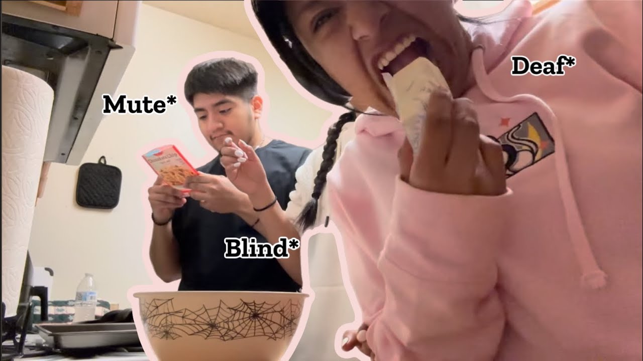 Blind, deaf, and mute challenge w my roommates - YouTube