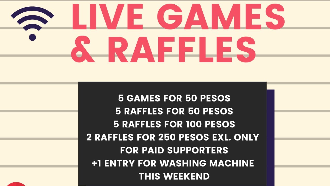 Live Games and raffles +1 entry for washing Machine - YouTube