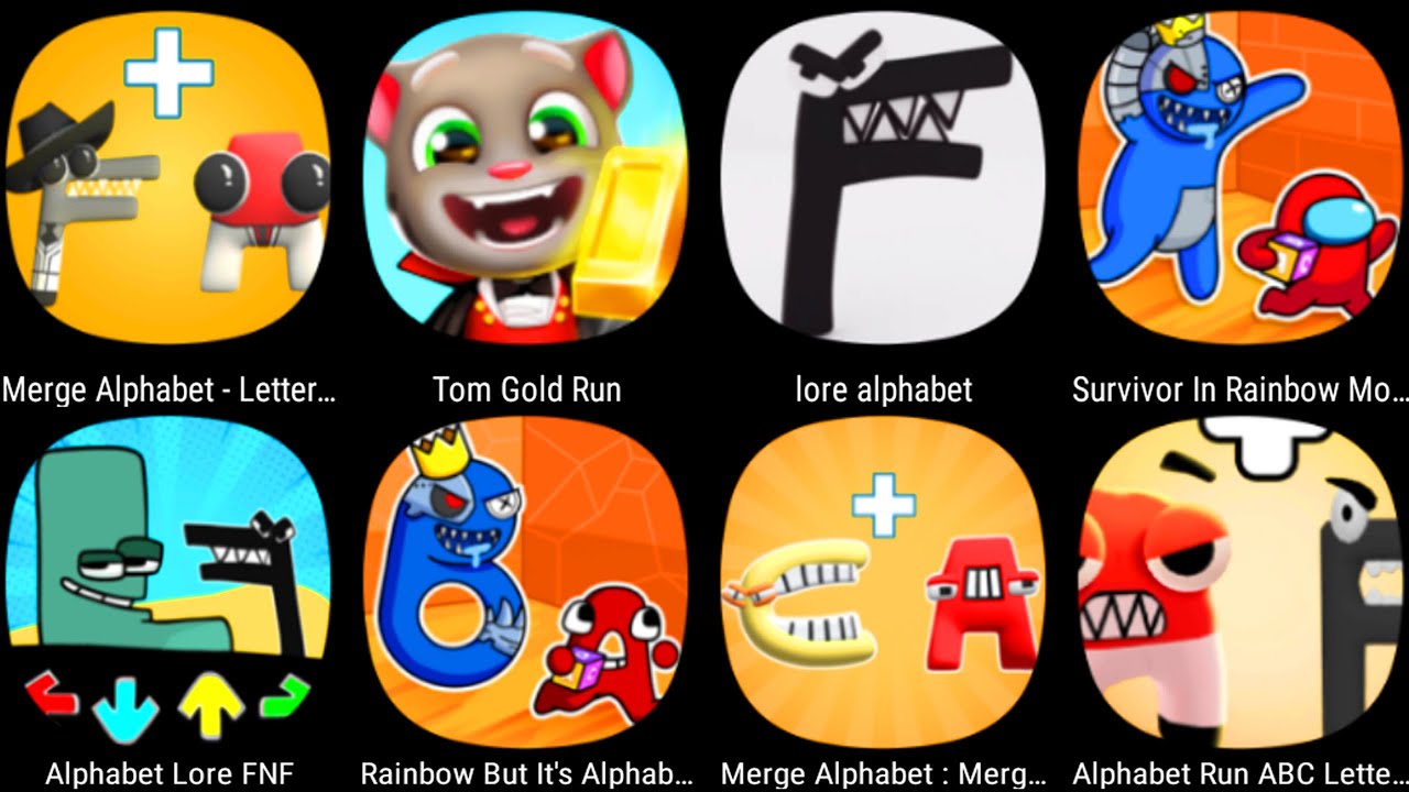 Tom Gold Run, Merge Alphabet, Survivor In Rainbow Monster, Alphabet Run ...