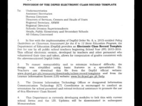 Electronic Class Record Template/ E-Class Record Template (K-12) - YouTube