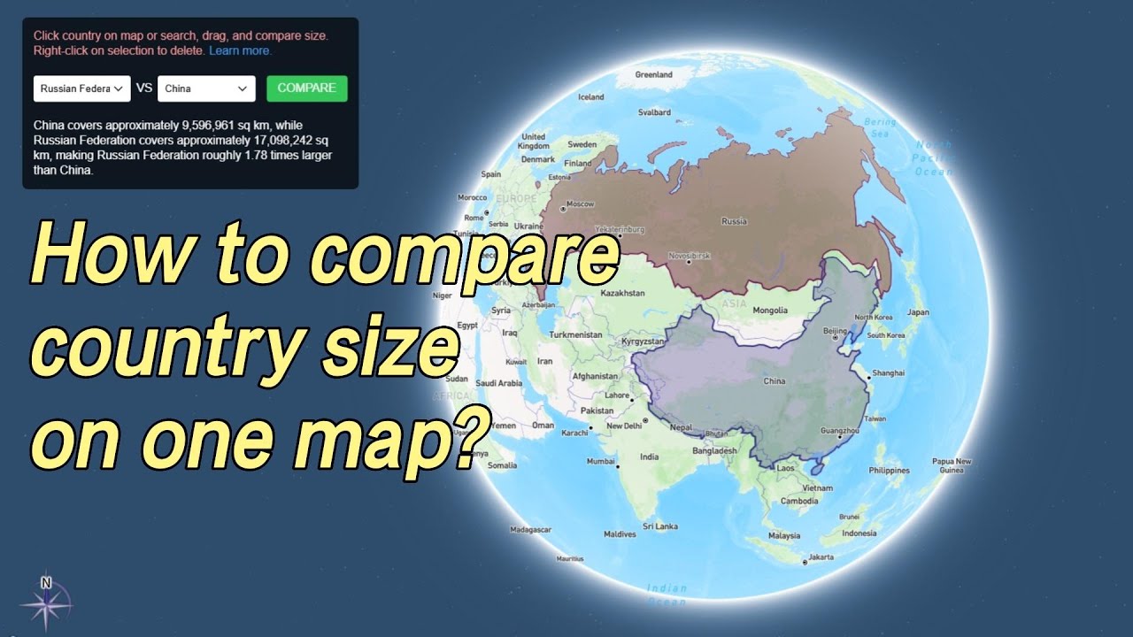 How to compare country size on one map - YouTube