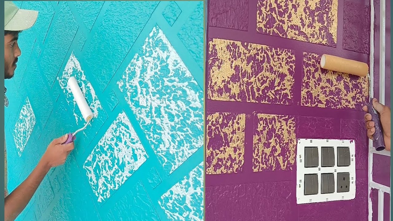 2 wall putty texture || painting design #alam2n - YouTube