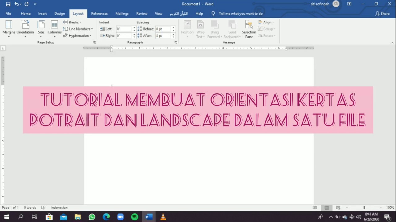 TUTORIAL: MEMBUAT ORIENTASI KERTAS POTRAIT DAN LANDSCAPE DALAM SATU ...