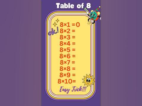 Table of 8 | 8 table trick | Math trick #maths #tables - YouTube