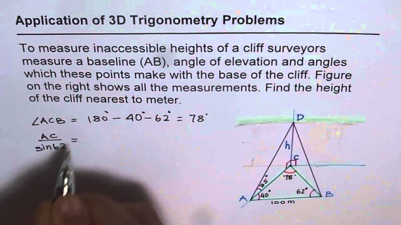 Height of Cliff 3D Trigonomtery Application - YouTube