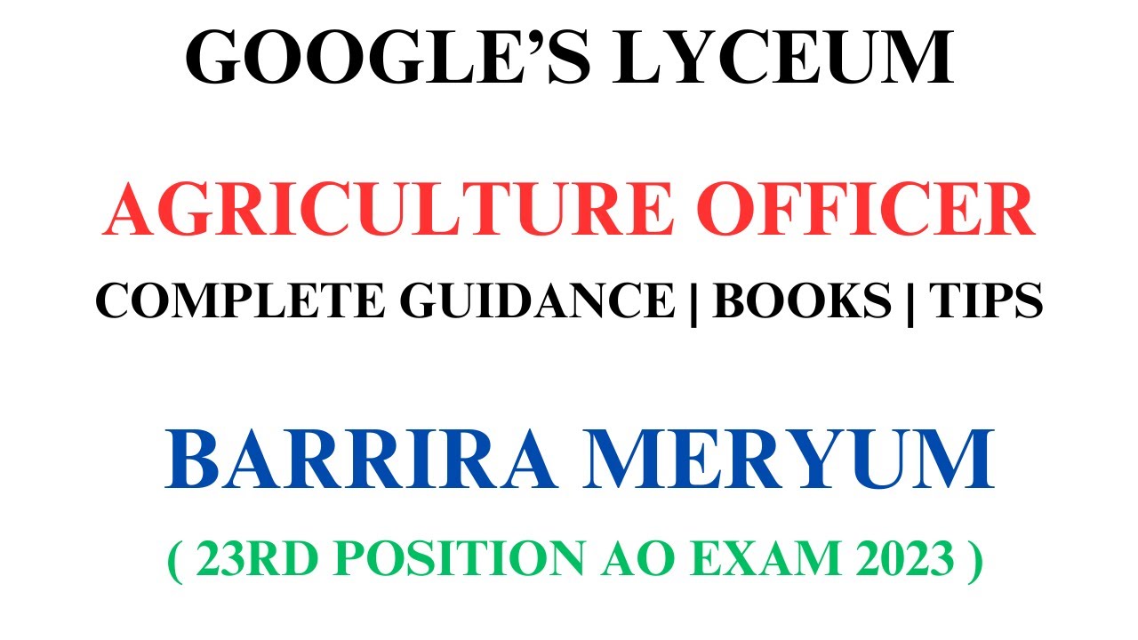 Agriculture Officer Preparation Seminar with BARRIRA MERYUM (23rd ...