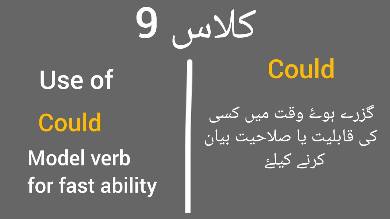 Class:9 uses of could model verb .could ka istemal sekein (urdu/hindi ...