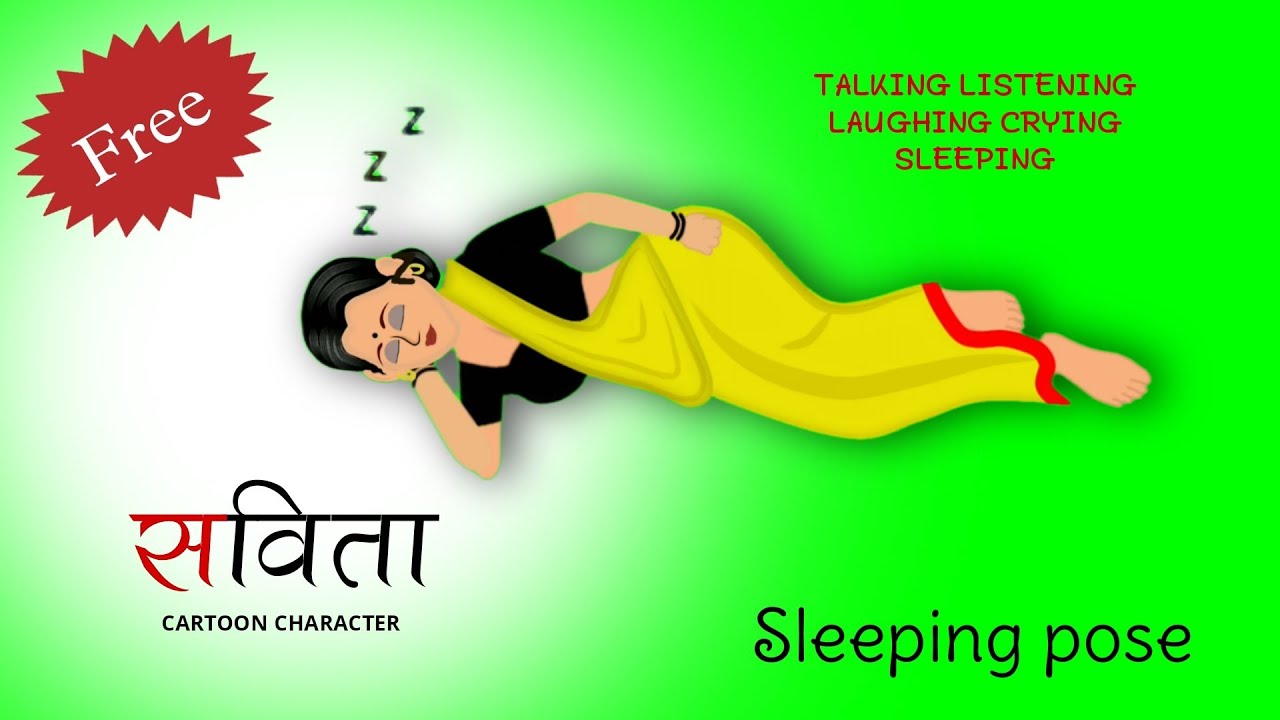 Savita cartoon character sleeping pose green screen | indian women ...