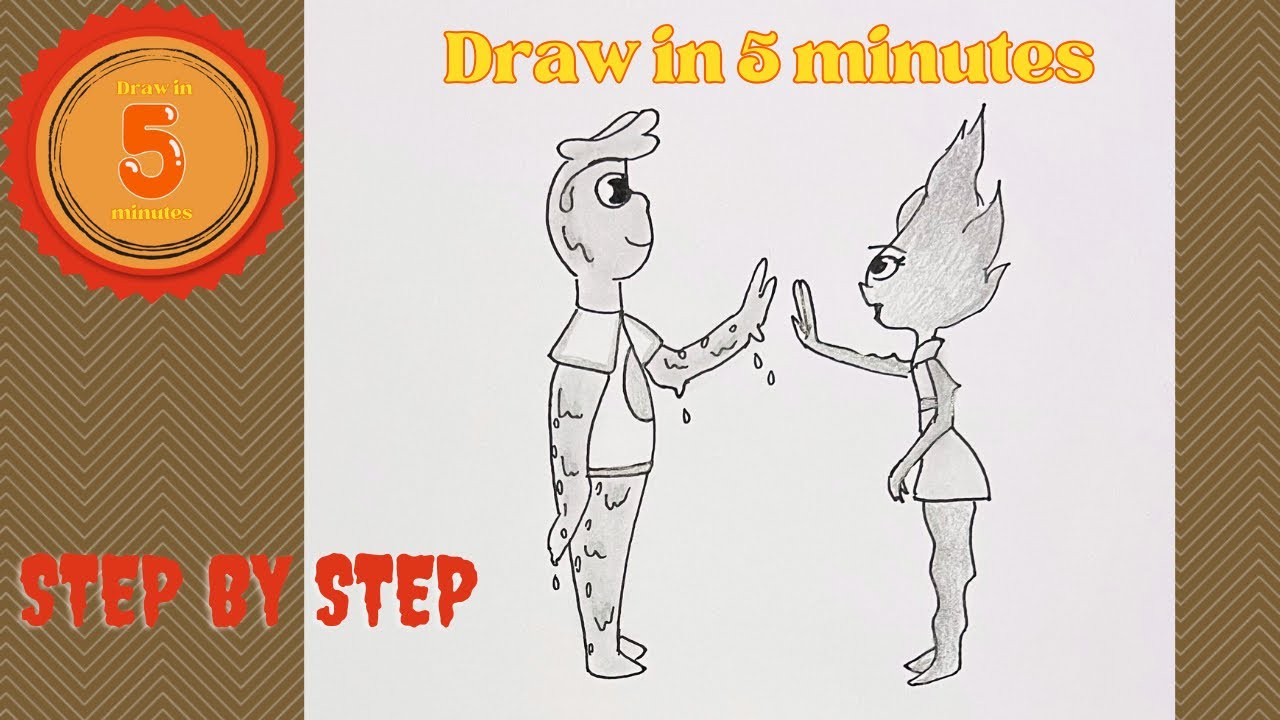 How to draw Ember and Wade from elemental | How to draw disney ...