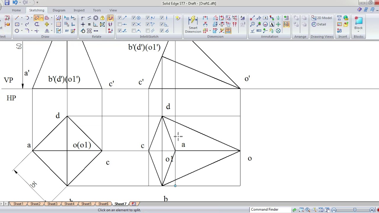 Projection of Solids #7 || Square Pyramid Slant Edge by Prof. Vinayak ...