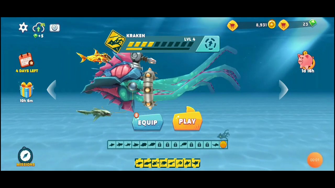 The most powerful Shark in Hungry Shark evu || Karken (Cephalopoid ...