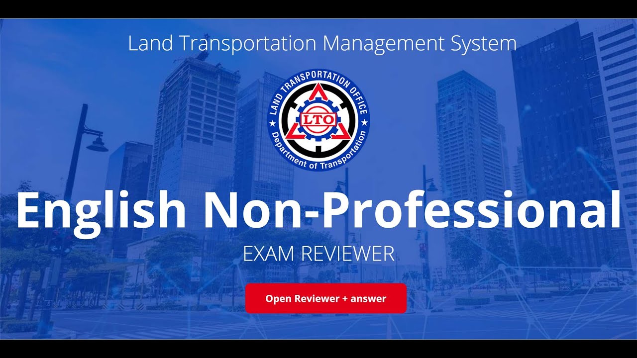 2023 LTO Exam Reviewer English Non professional Light Vehicle - YouTube