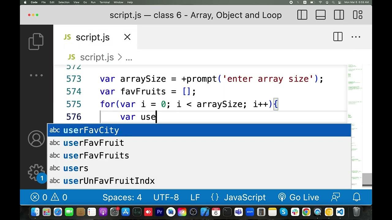 Array and Loops JS classes (Batch 9 Section H) - YouTube