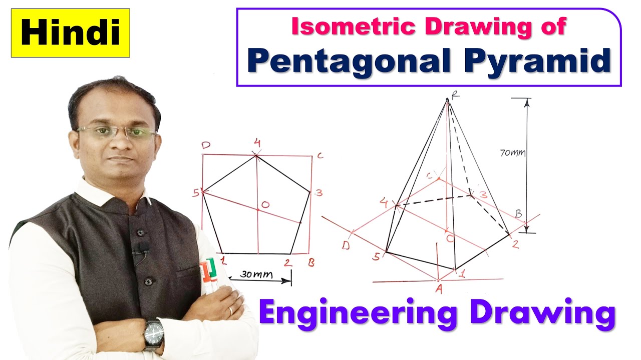 How To Draw Isometric View Of Pentagonal Pyramid Isometric Drawing Engineering Drawing HINDI How To Draw Isometric View Of Pentagonal Pyramid Isometric Drawing Engineering Drawing HINDI