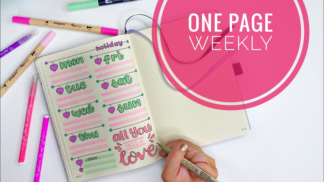 A one page weekly journal layout! - YouTube