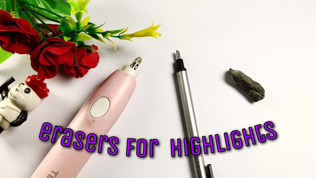 Types of erasers used for highlights || artroomsachin - YouTube