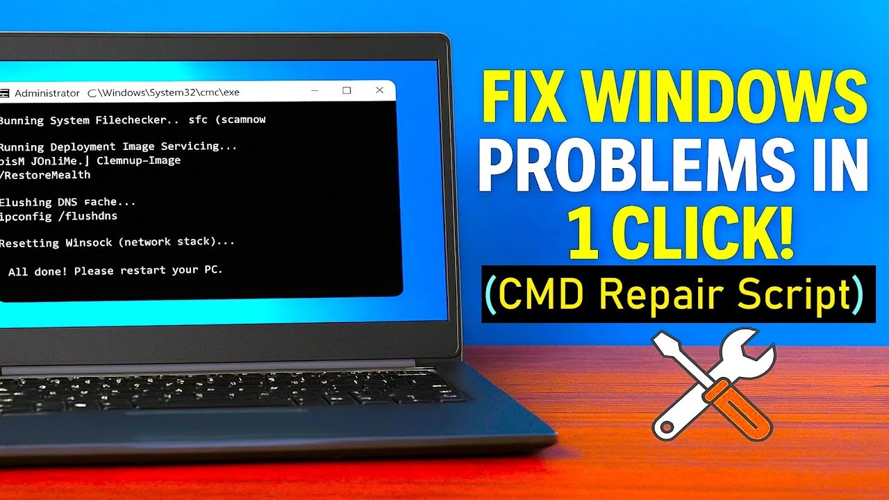 How to Fix Windows Problems in 1 Click! 🪟🔧 CMD Repair Script - YouTube