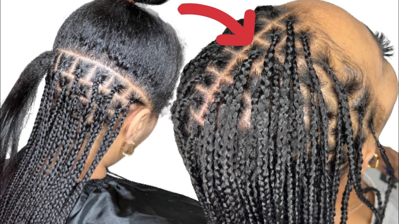 Sis! Can you spot the difference 😱 inner knotless braids | how to | light weight knotless - YouTube