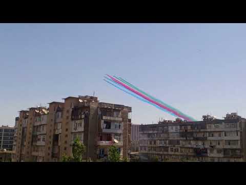 Azərbaycan Bayrağının rəngləri Bakı səmalarında. 24.06.2018