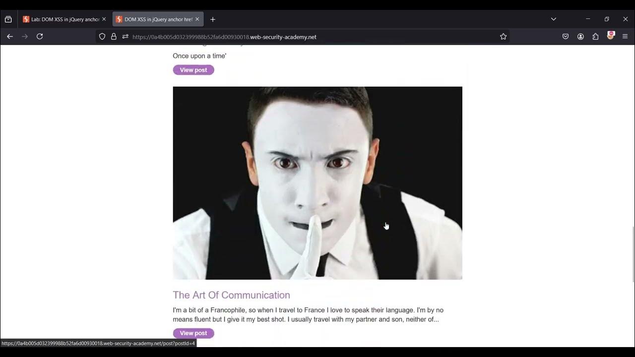 Lab DOM XSS in jQuery anchor href attribute sink using location.search source Web Security ...