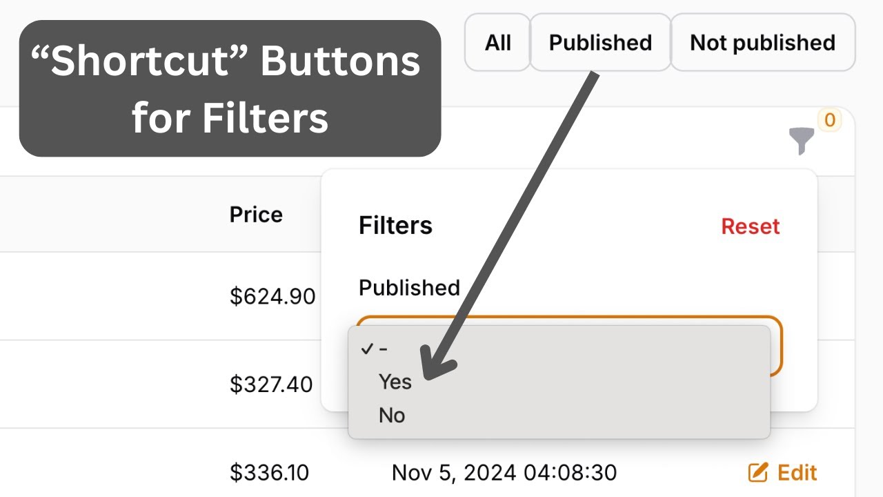 Filament Table Filters as "Shortcut" Buttons on Top - YouTube