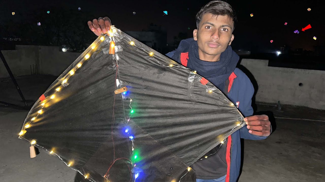 Light Kite Flying | Night Kite Flying | Kite Flying With Light | Light ...