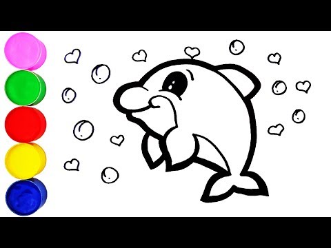 Delphin Zeichnen und Malen für Kinder Farben Lernen auf Deutsch