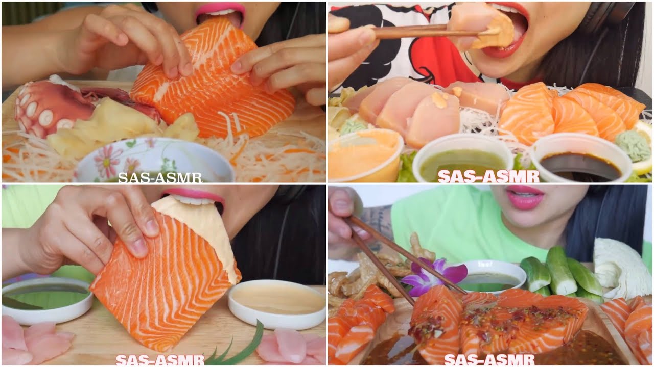 SAS-ASMR BITES COMPILATION EATING SALMON/SATISFYING SOUNDS - YouTube