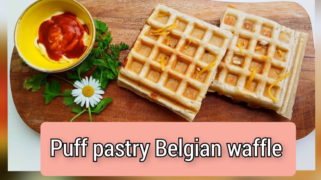 Cheese Filled Puff pastry Belgian waffle (quick & easy snack) - YouTube