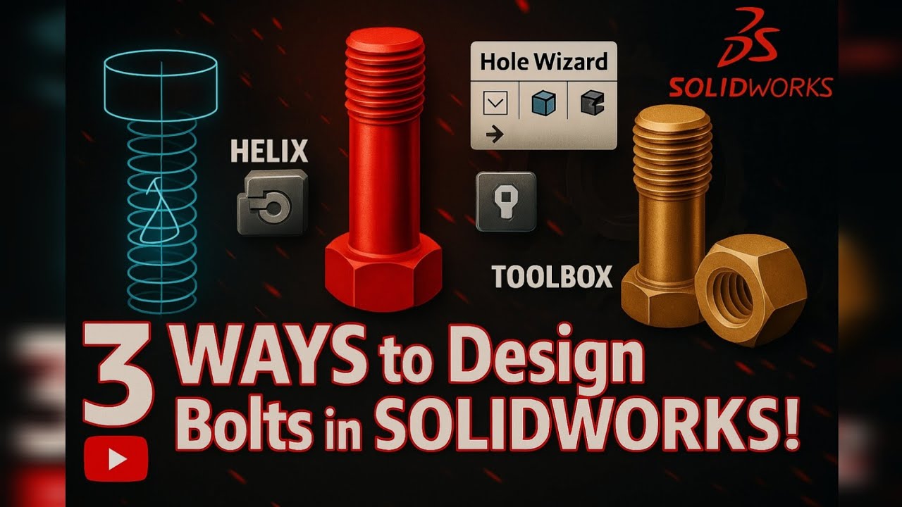 ⚡️Master 3 Ways to Design Bolts🔩 & Nuts in SolidWorks (Step-by-Step ...