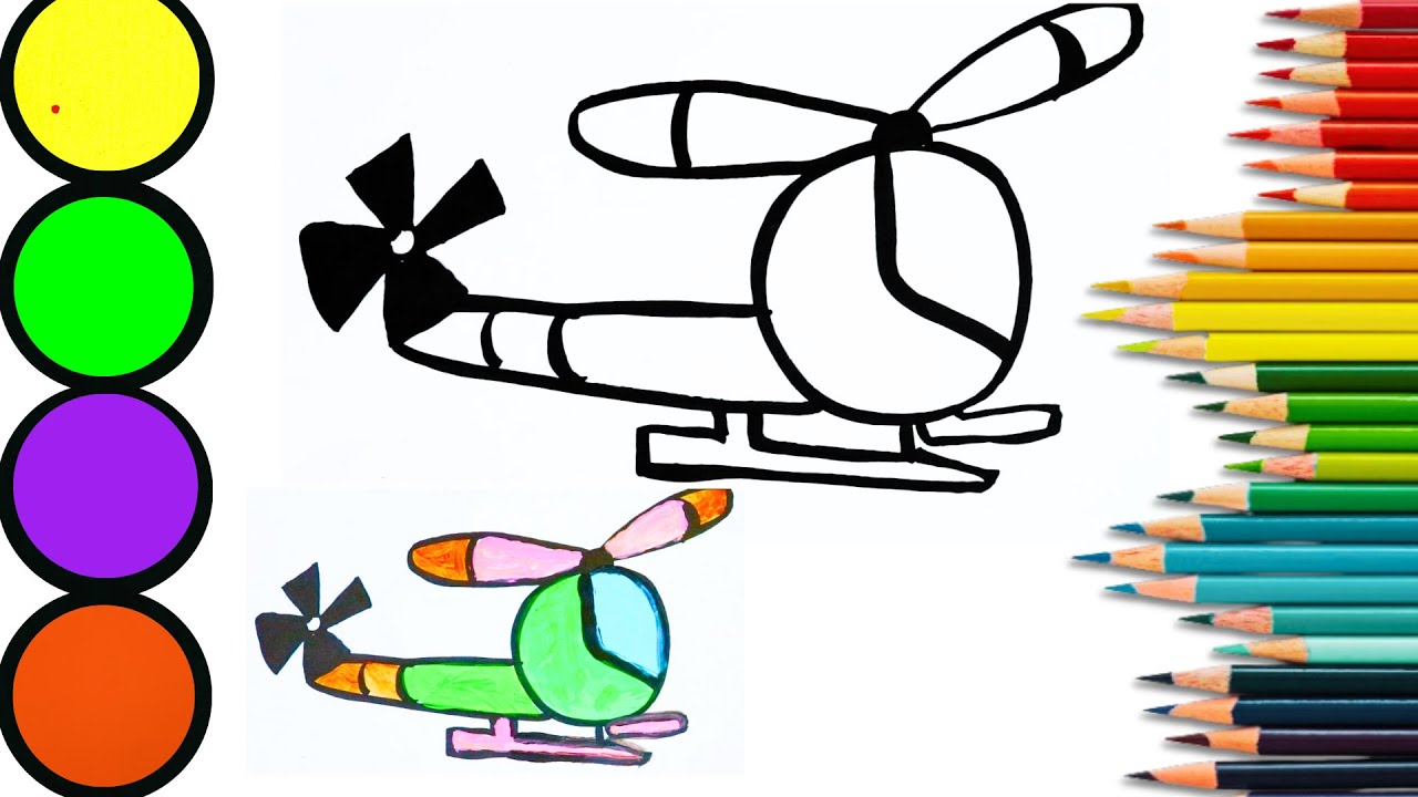 Drawing & Coloring Helicopter, Easy Drawing for kids - YouTube
