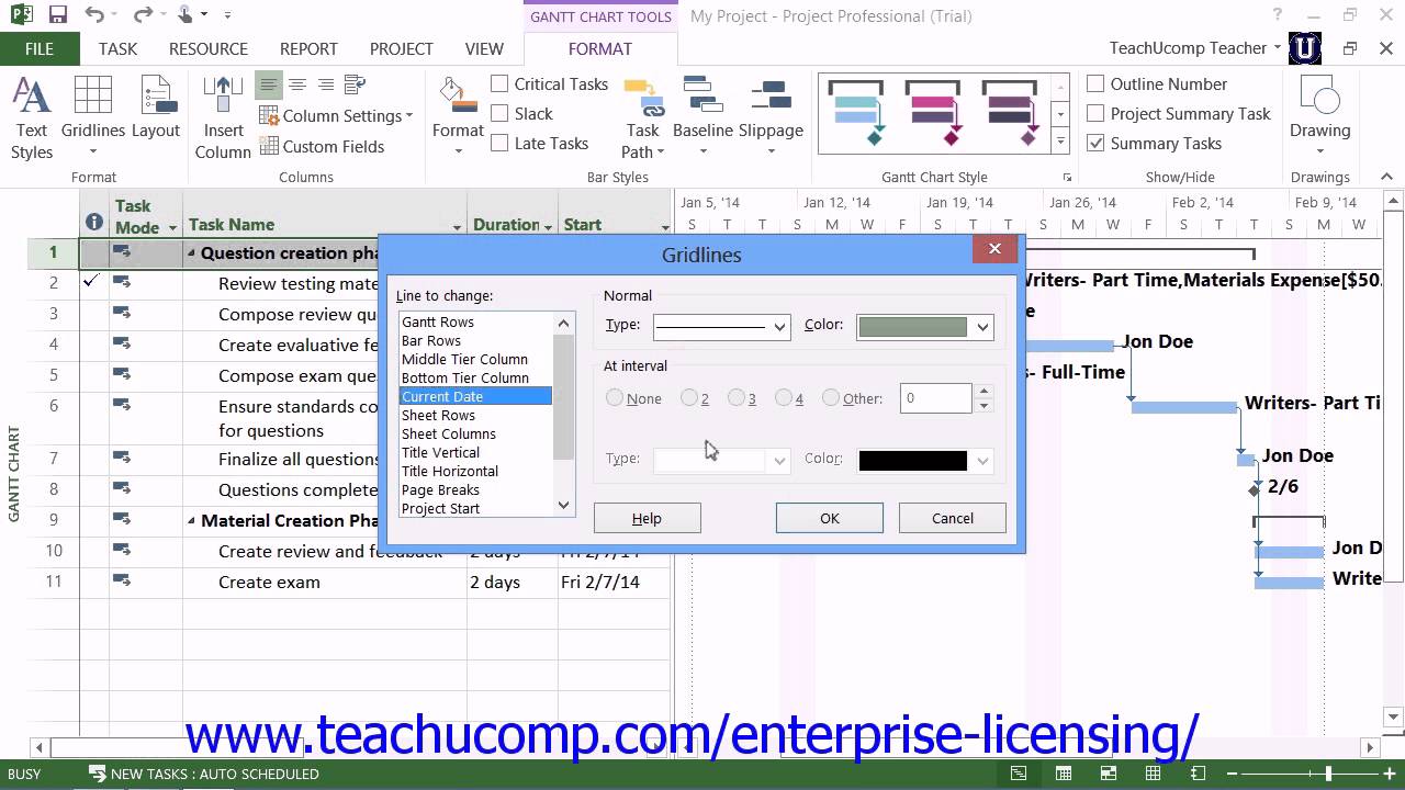 Microsoft Office Project Tutorial 2013 Formatting Gantt Chart Views 7.1 ...
