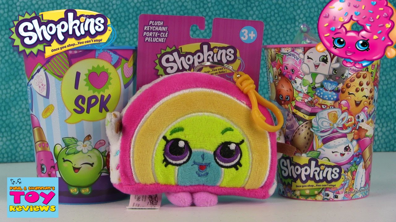 Shopkins Surprise Cups & New Plush Keychains Toy Unboxing ...
