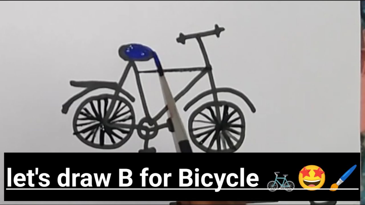 B for Bicycle drawing | How to Draw Bicycle | abcd song for kids ...
