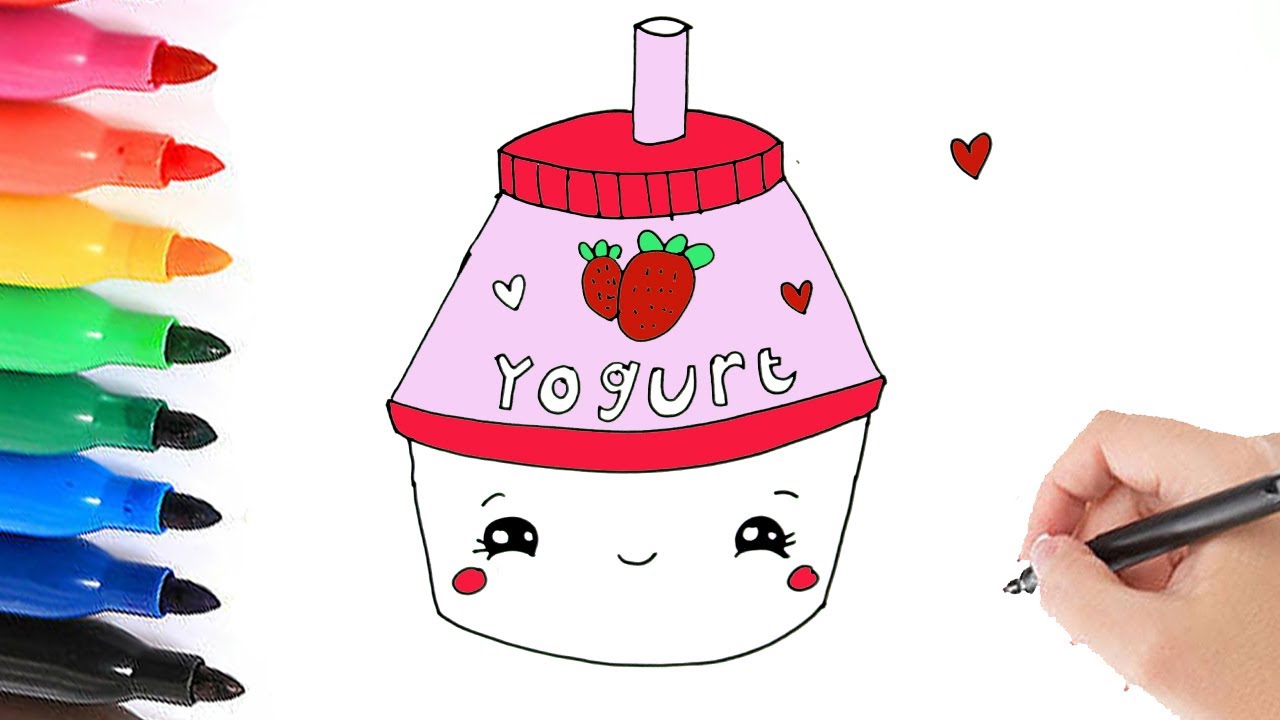 HOE TEKEN JE AARDBEIEN MELK? How to draw strawberry yoghurt - YouTube