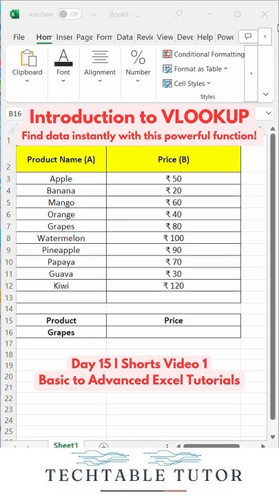 Excel VLOOKUP Intro : Excel Tutorial Day 15, Video 1 #excel #excelvlookup #exceltutorial - YouTube