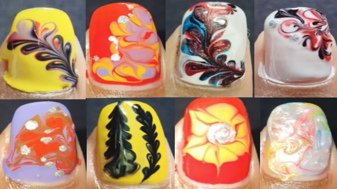 8 easy nail art design ideas at home with safety pin 📍🧷 || Nail art ...