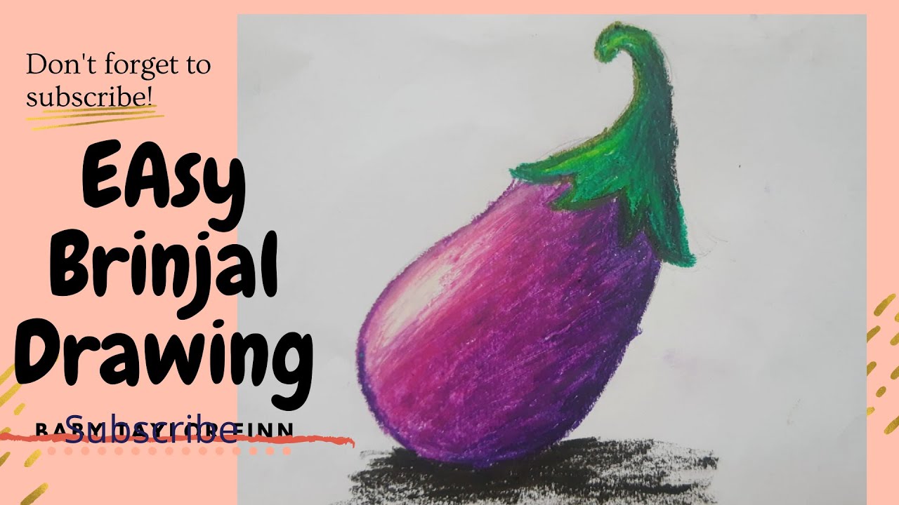 how to draw a brinjal with oil pastel \\ step by step \\easy - YouTube