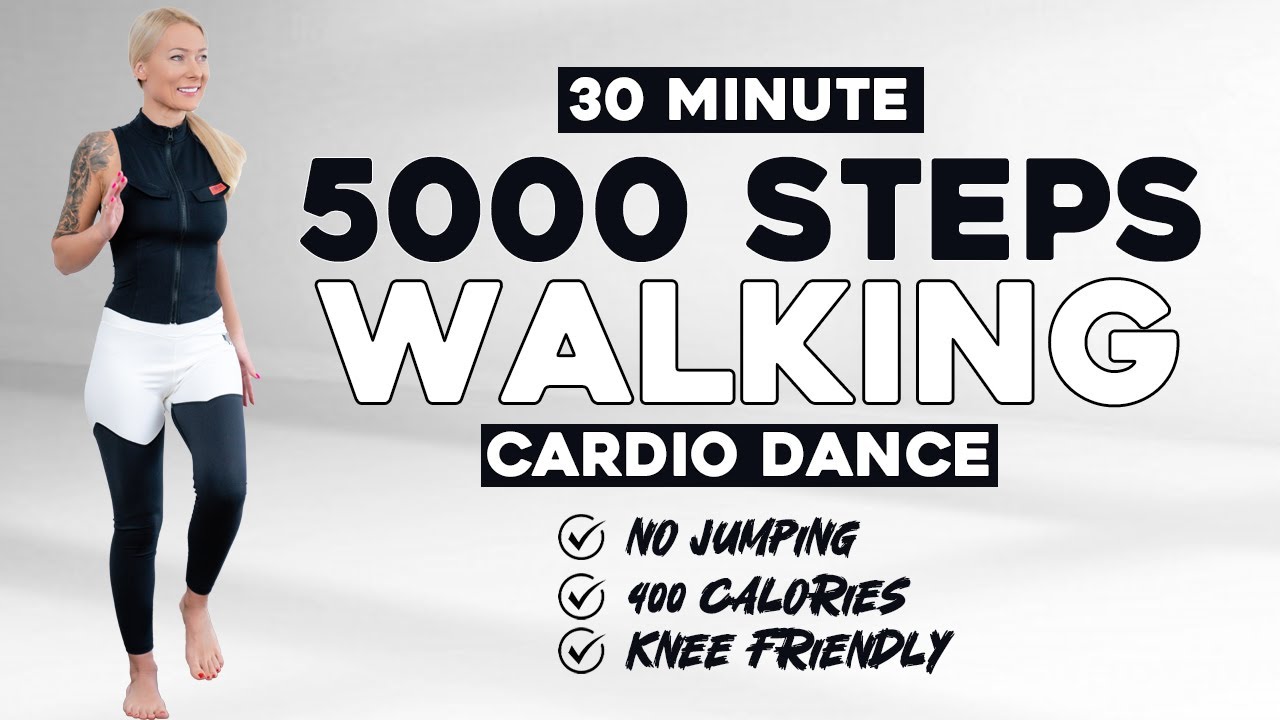 5000 STEPS IN 30 MIN - Walking Cardio Dance Workout to Burn Fat Knee ...