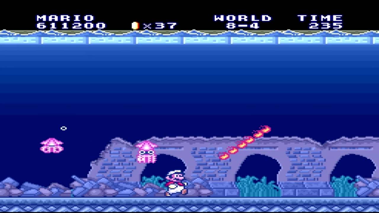 Super Mario Bros (SNES) Level 8-4 - YouTube