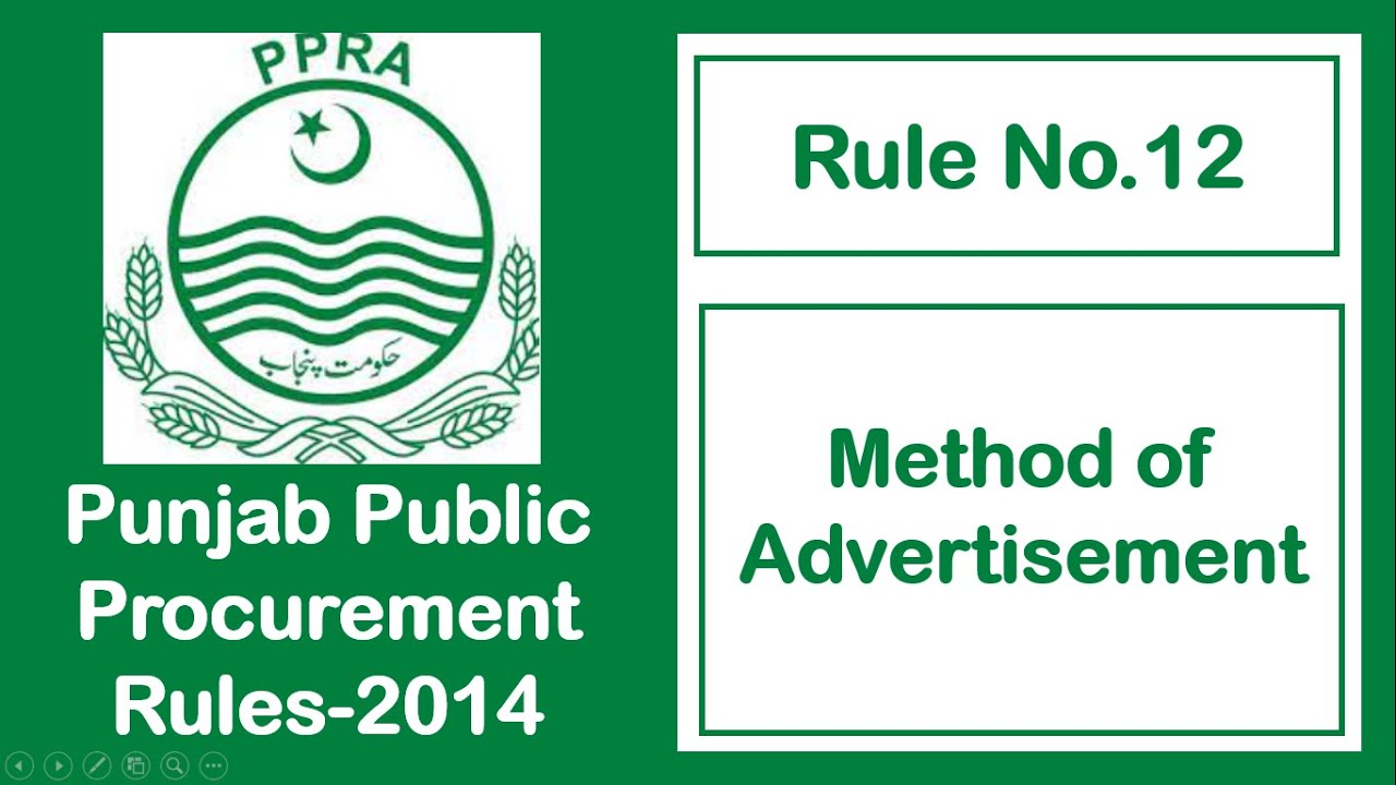 Rule No 12 Method of Advertisement in Punjab Procurement Rules 2014 ...