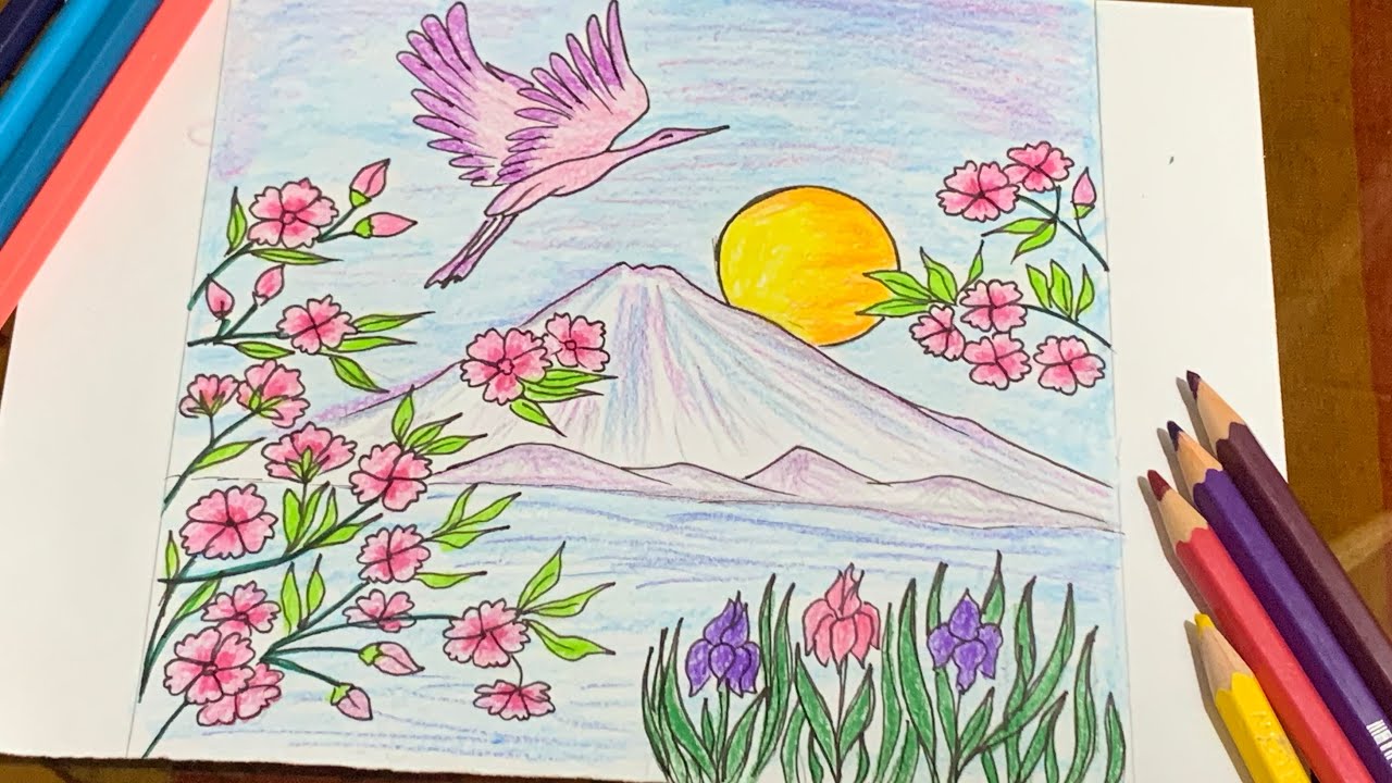 Easy drawing of landscape || draw a landscap easy || step by step ...