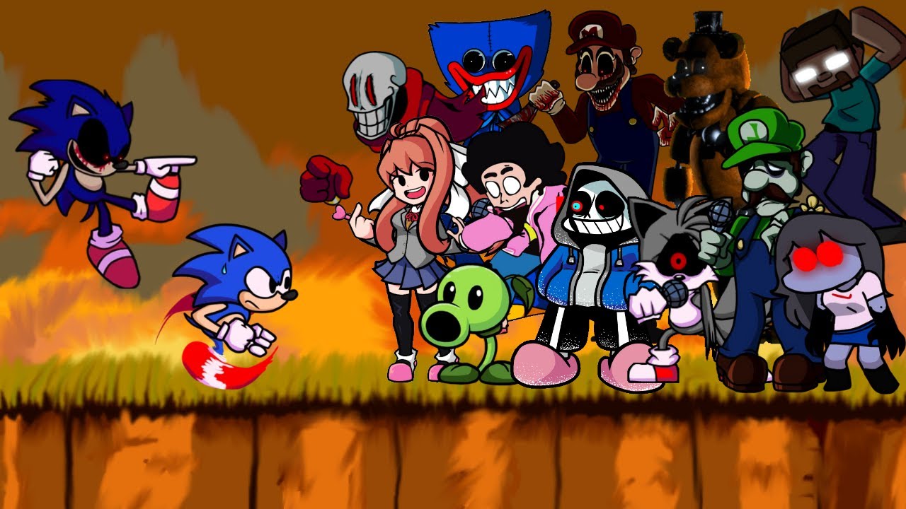 FNF Confronting Yourself, but every turn a new character sings | Friday ...