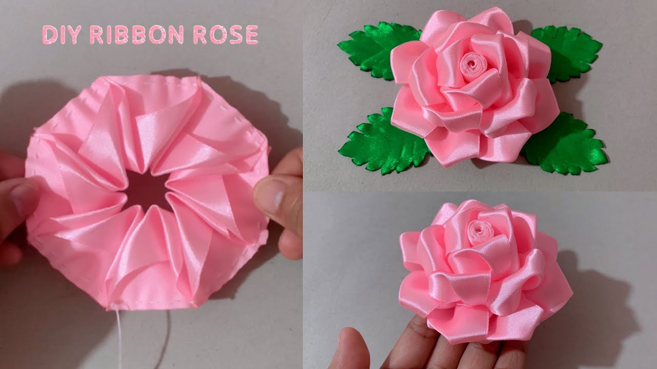 DIY Satin Ribbon Rose flowers | How to make ribbon rose | DIY: Ribbon ...